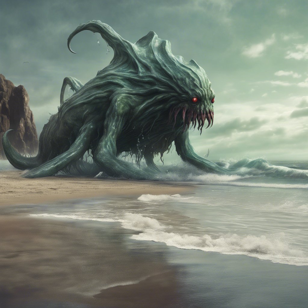 Cthulhu inspired sea monster arising from | Fanart