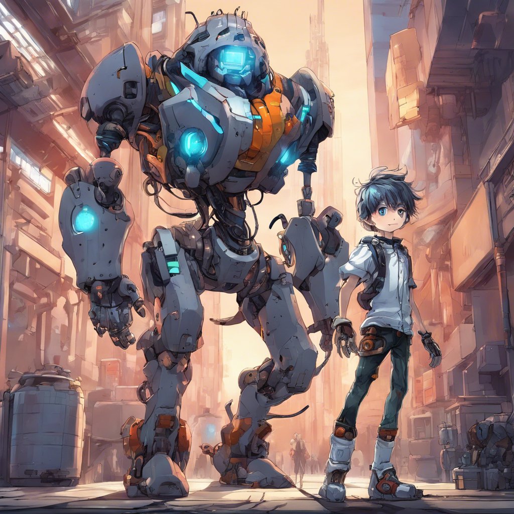 Boy with mechanical limbs and a | Fanart
