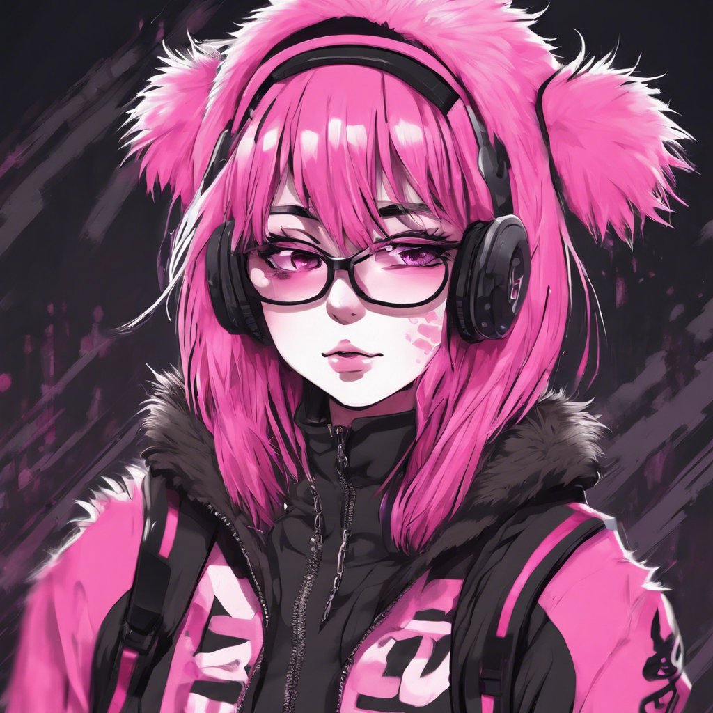 Emo girl in pink and black | Fanart