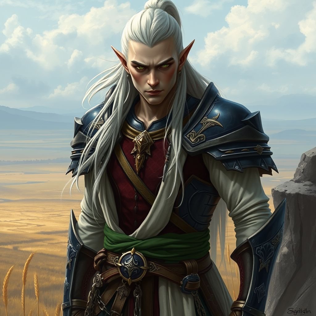 a striking elven man with smooth, | Fanart