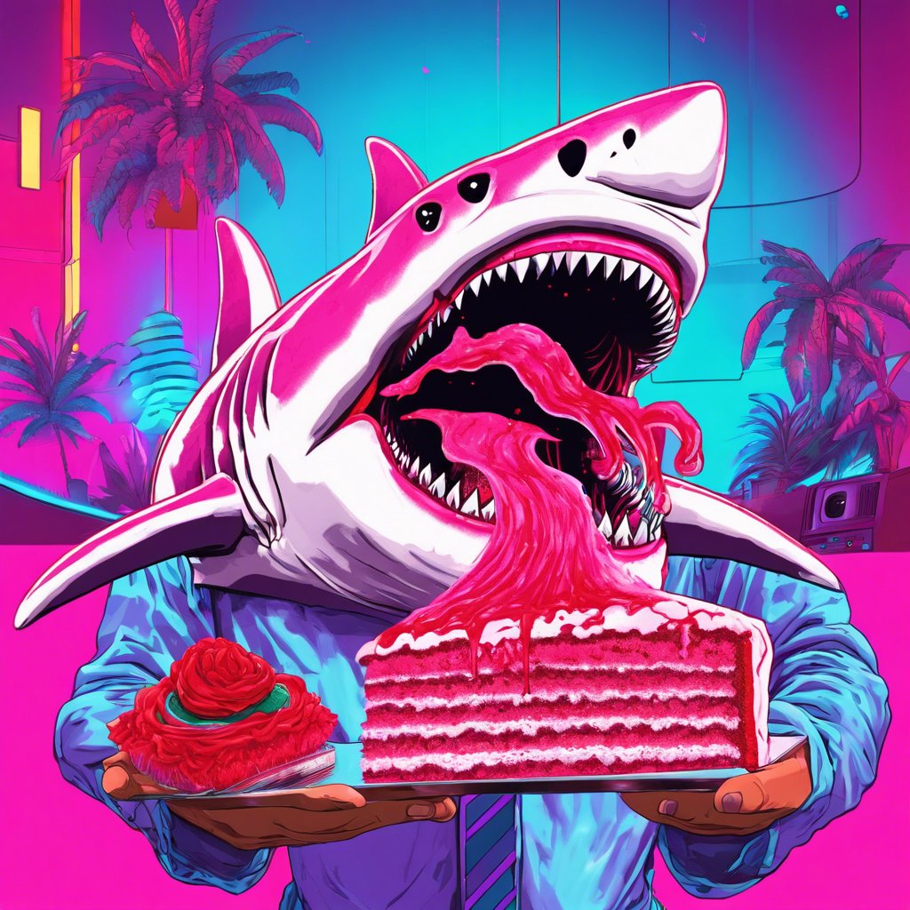 Shark eating red velvet cake | Fanart