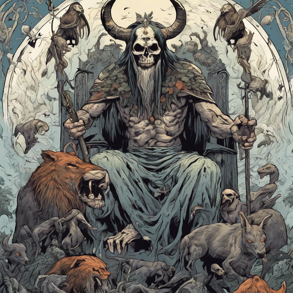 The god of death with animals Fanart