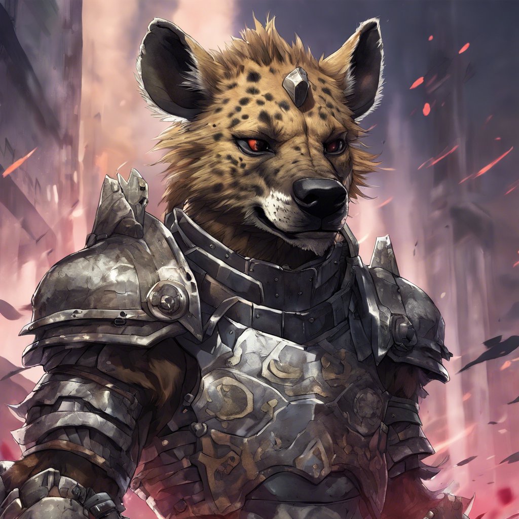 Male hyena in battle armour Fanart