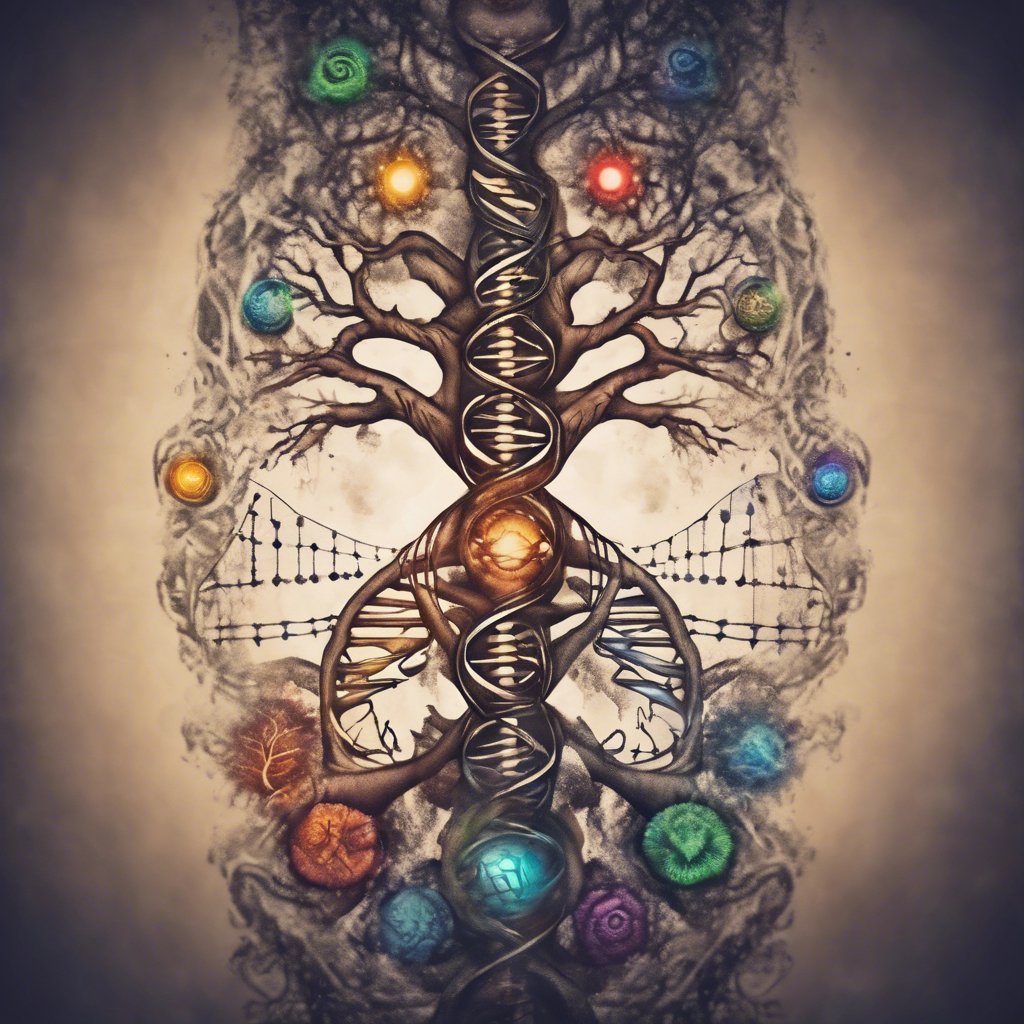 Human DNA with Chakras woven with Fanart