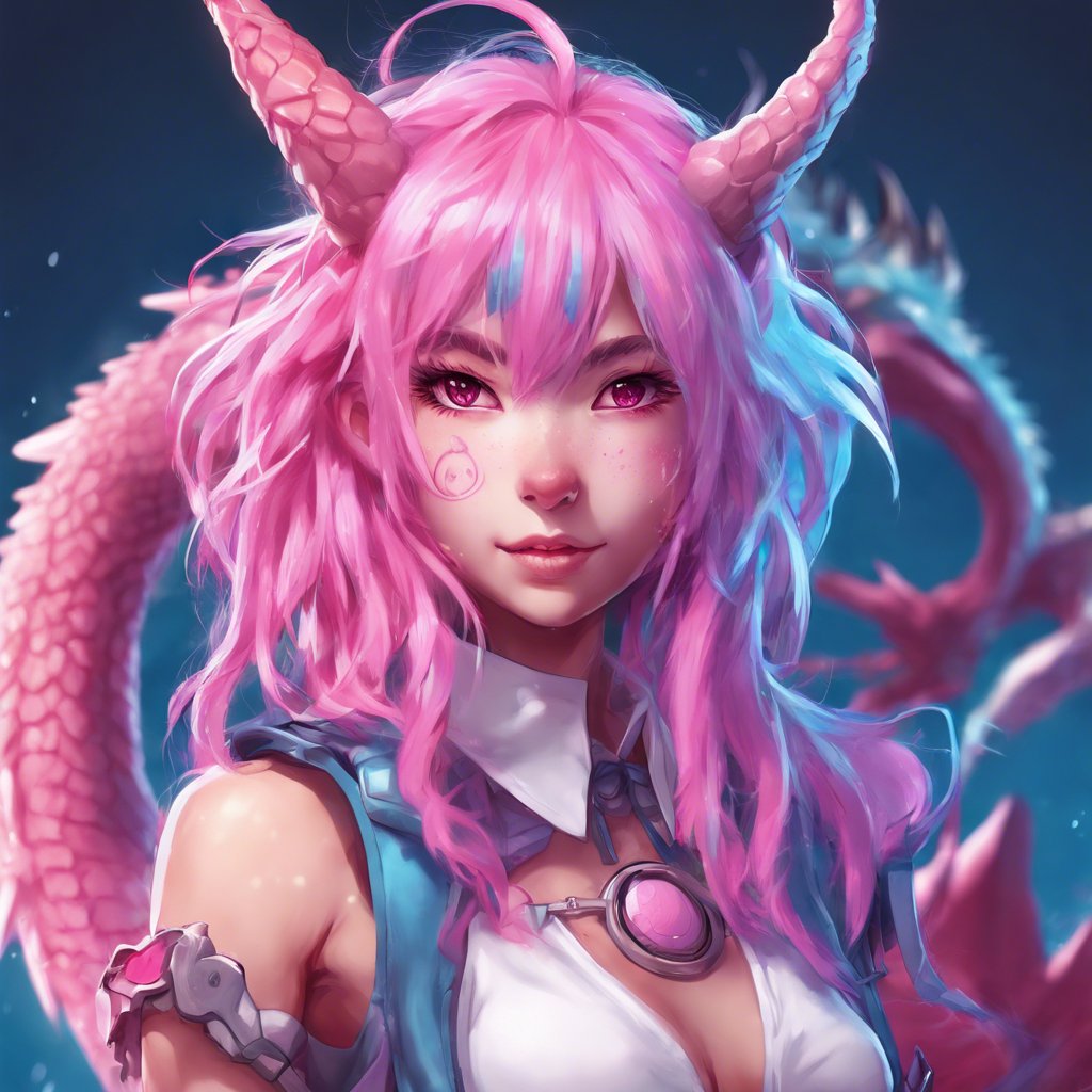 Female anthropomorphic Pink dragon, with light, | Fanart