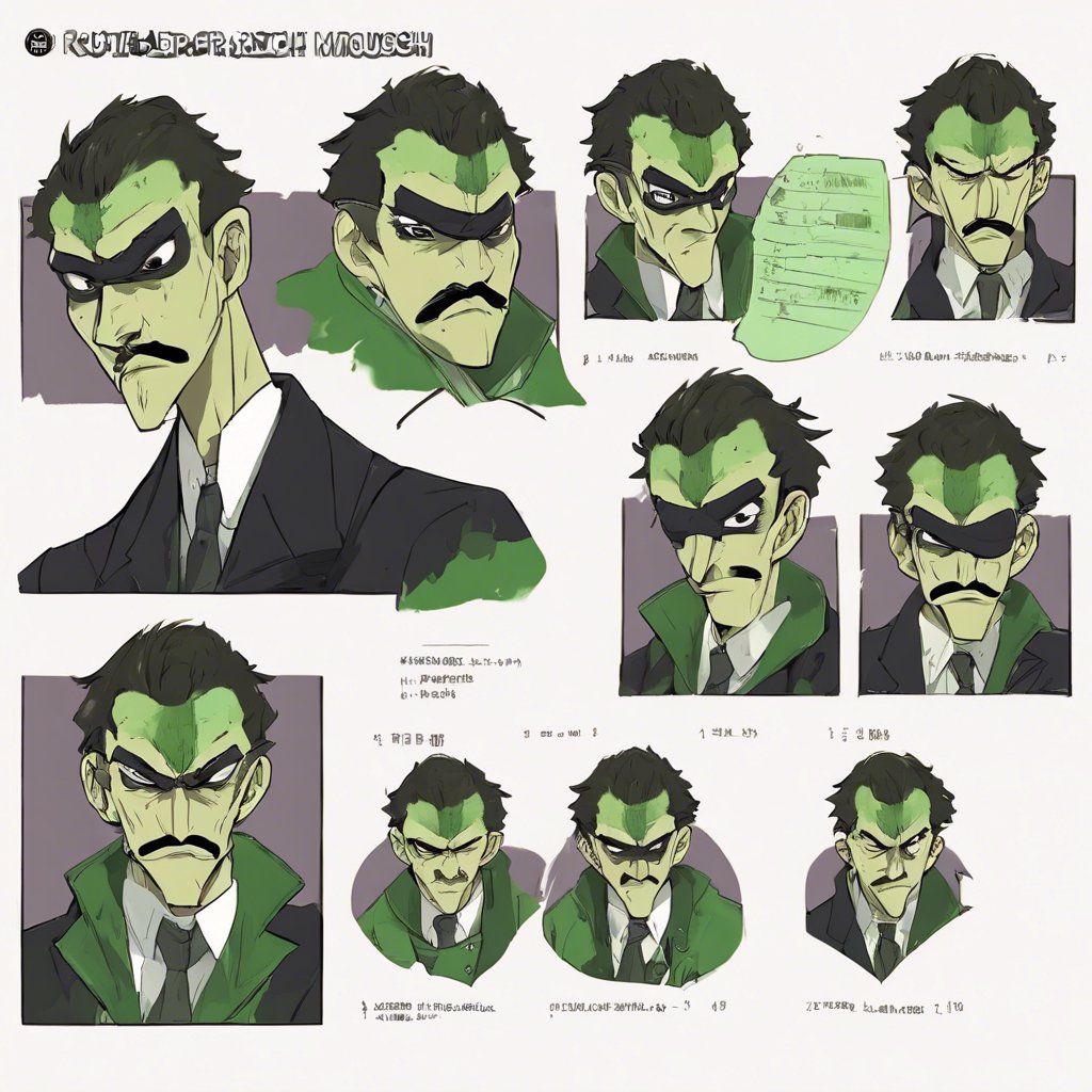 A character sheet of different facial Fanart