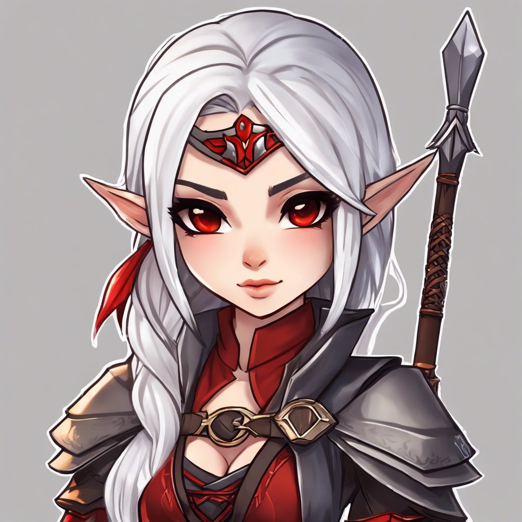 Dark half elf female assassin white Fanart