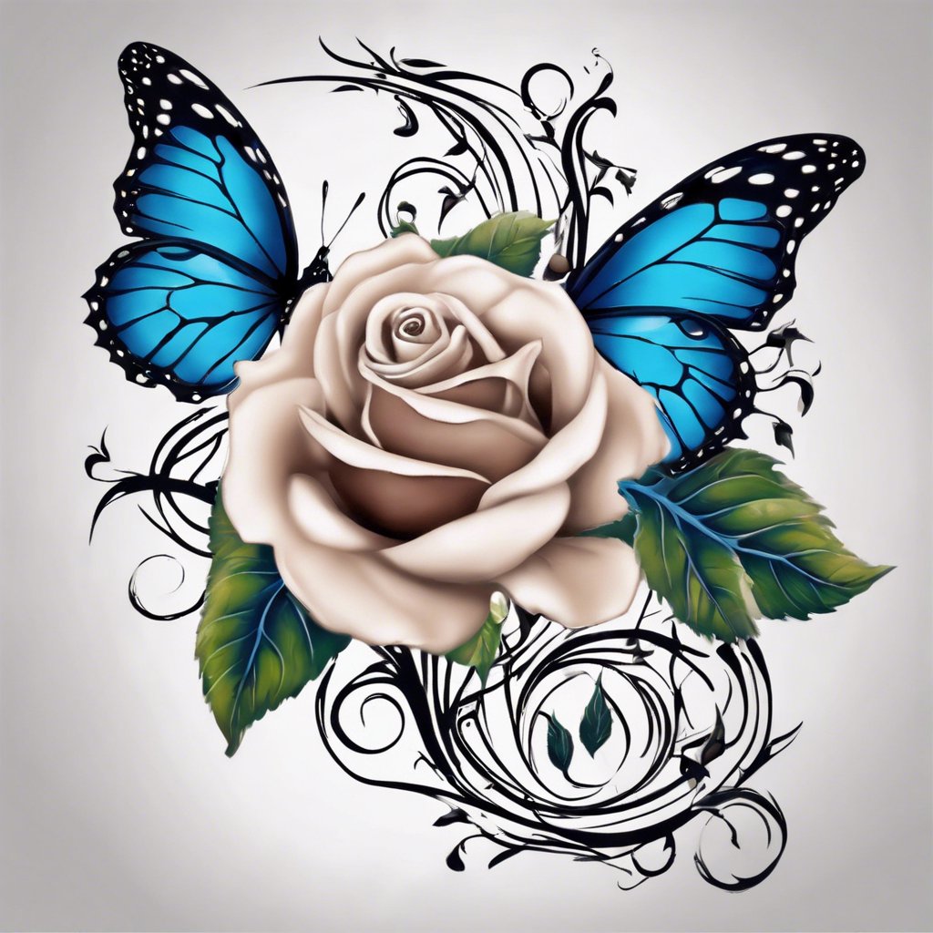 Half blue rose half blue butterfly Fanart