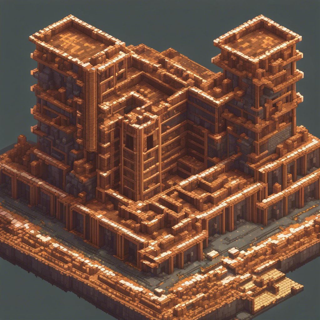 Minecraft mega base, copper and gold Fanart