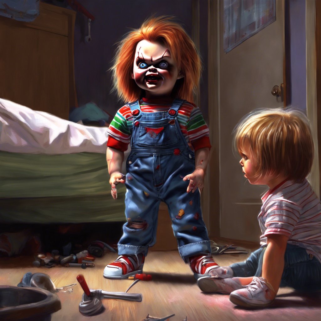 Chucky's little toddler Glenda hits Chucky Fanart