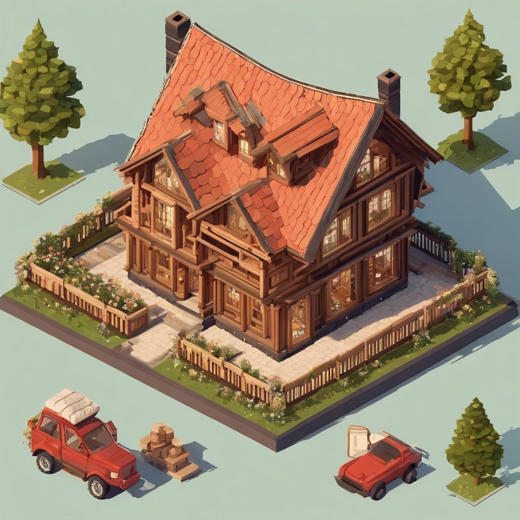 Traditional Russian dacha with wooden architecture, Fanart