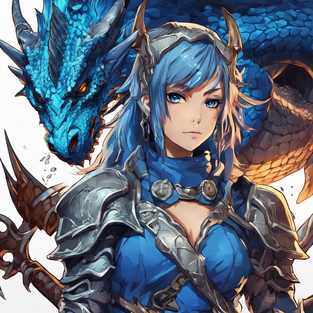 Blue Dragonborn female. Warrior Fanart