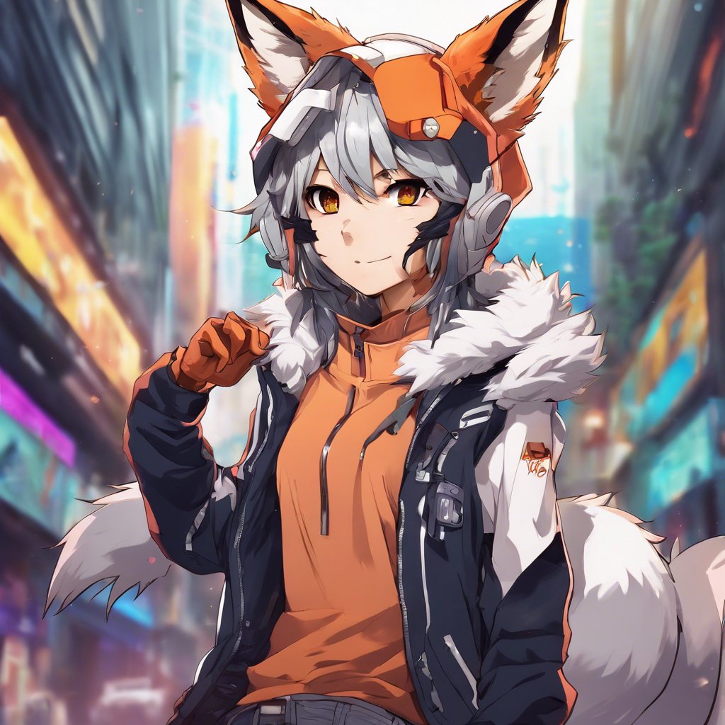 Femboy with fox ears and tail Fanart