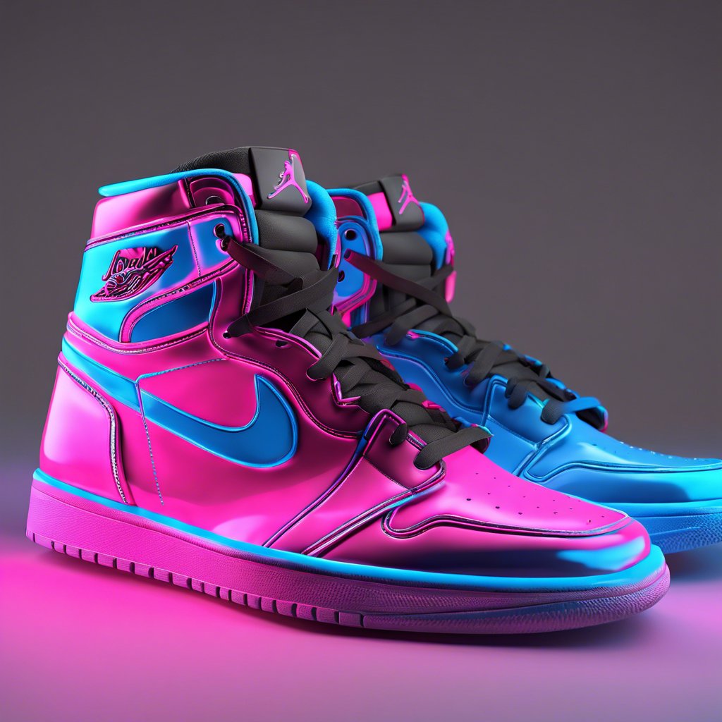 Neon pink and neon blue Jordan Fanart