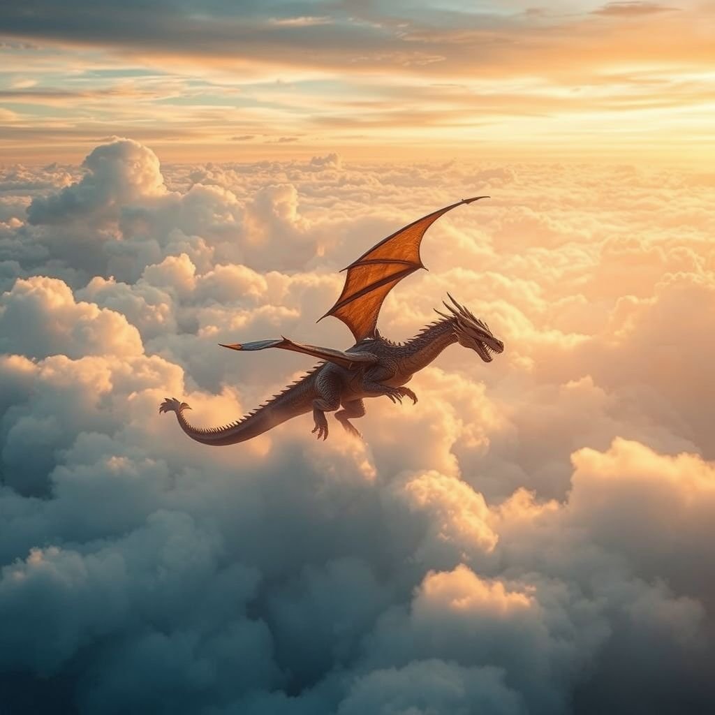 Real life dragon flying through clouds Fanart