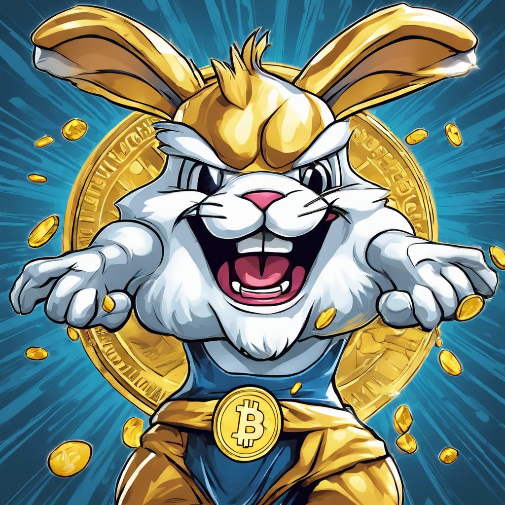 A shiny gold muscular laughing rabbit Fanart