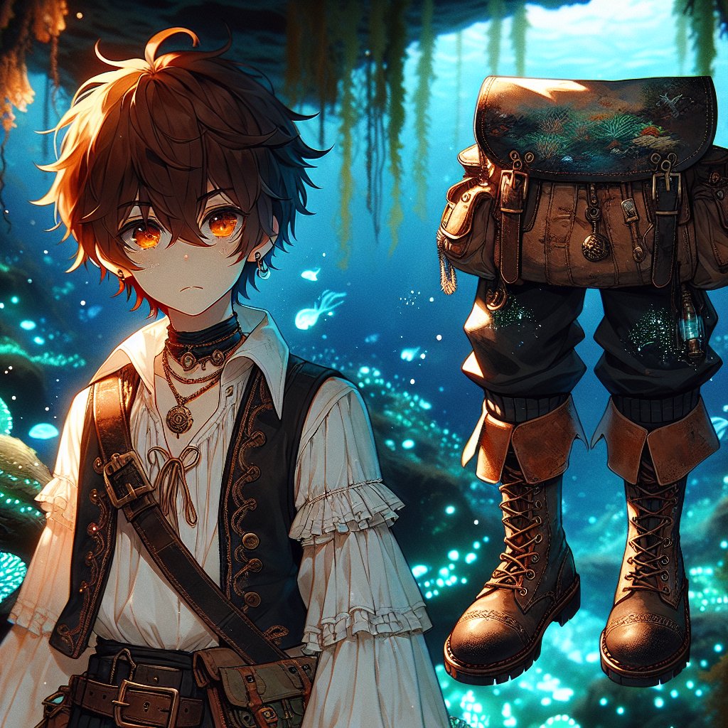Anime Boy Underwater: Anime boy drawn Fanart