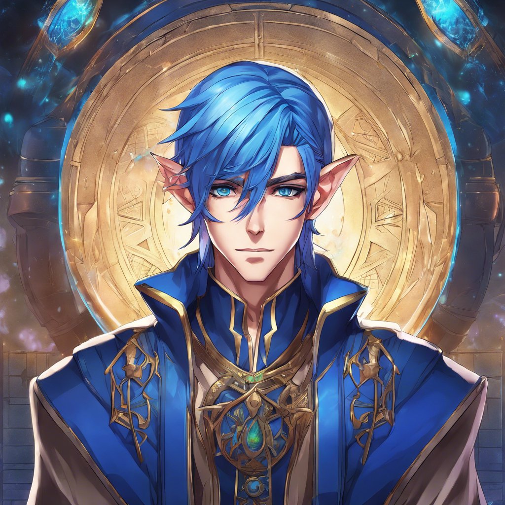 male elf mage with Egyptian blue Fanart