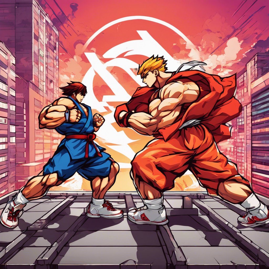 Two street fighter characters fighting on | Fanart