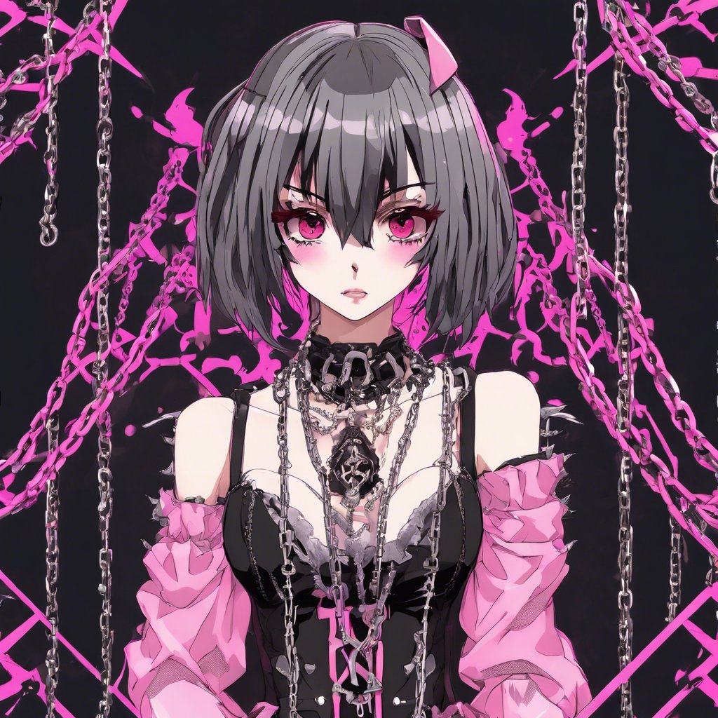 Gothic, chains, black and pink, graveyard | Fanart