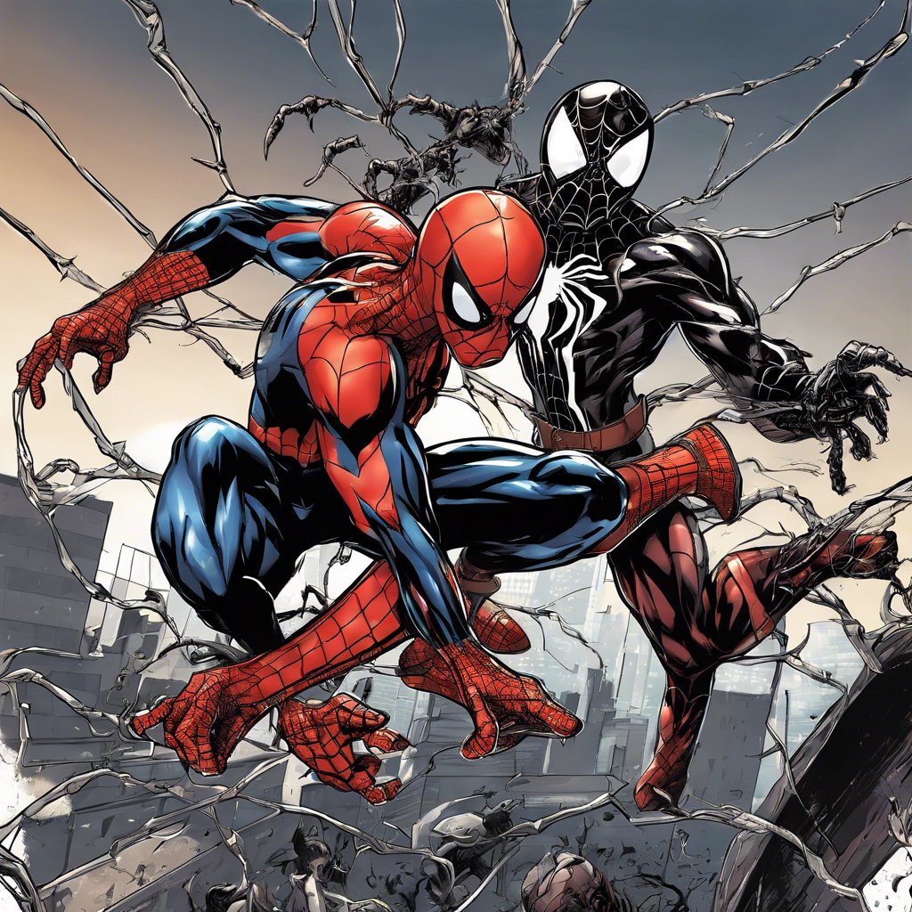 Spider man and dead pool fighting Fanart