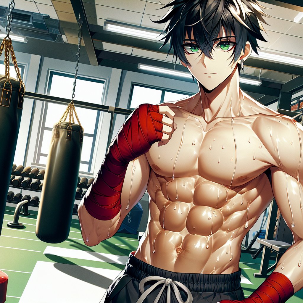 Anime Boy Abs: Anime boy drawn Fanart