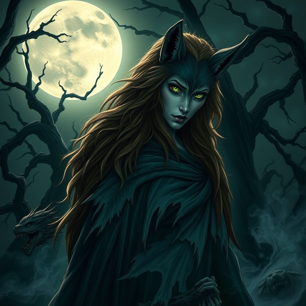 Explore Werewolf Queen With Green Eyes And Long Brown Hair Underneath ...
