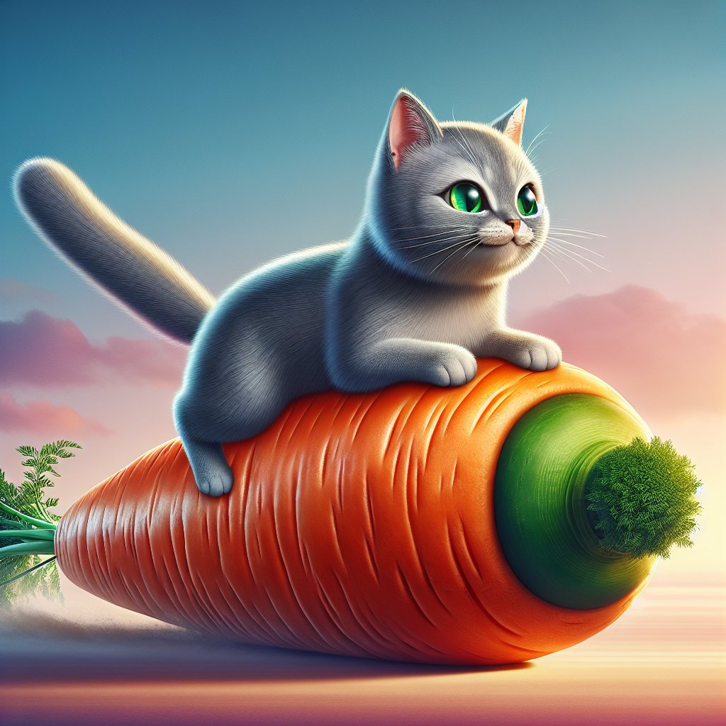 Cat riding a carrot | Fanart