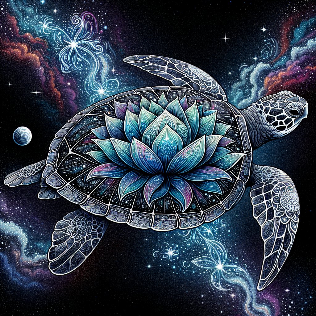 A sea turtle with a blue Fanart