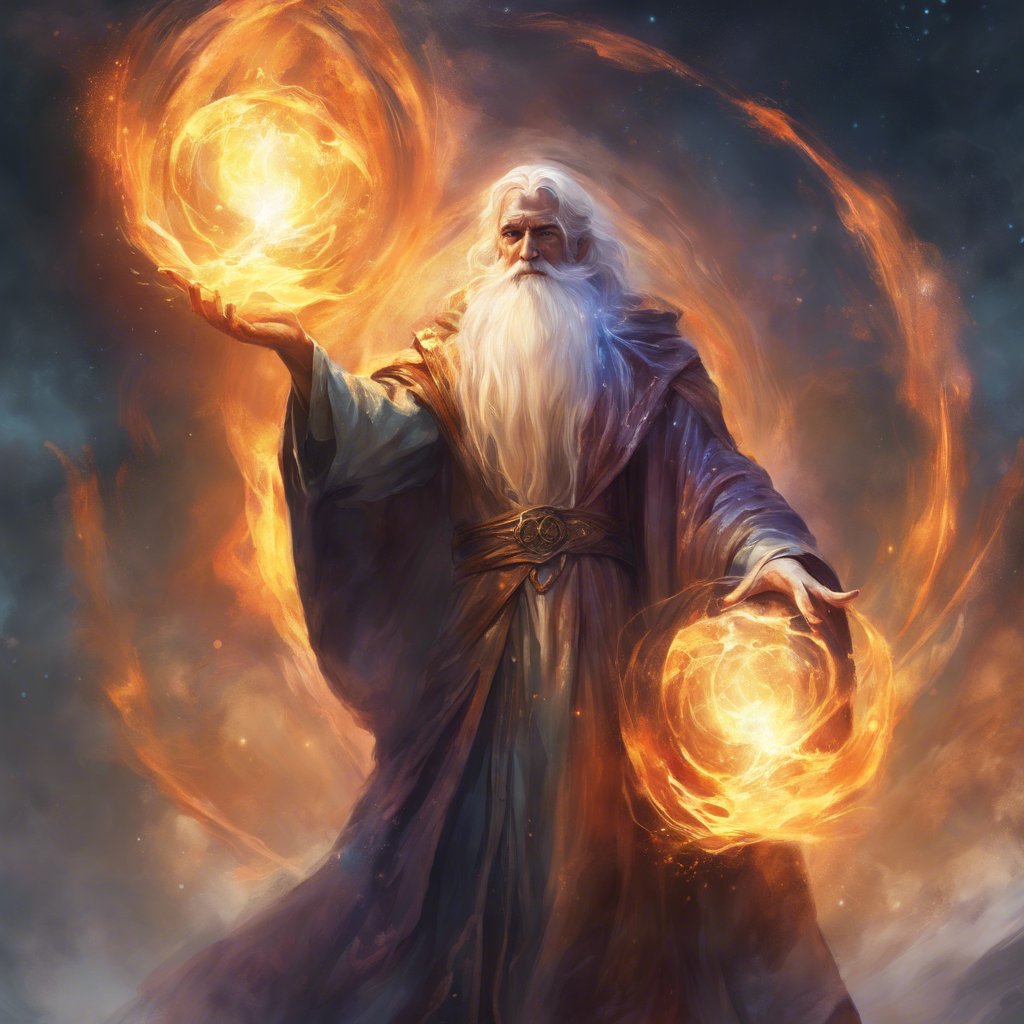 Powerful wizard wearing archmage robes holding | Fanart