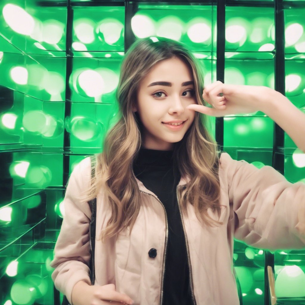 Cute girl with green filter mirror | Fanart