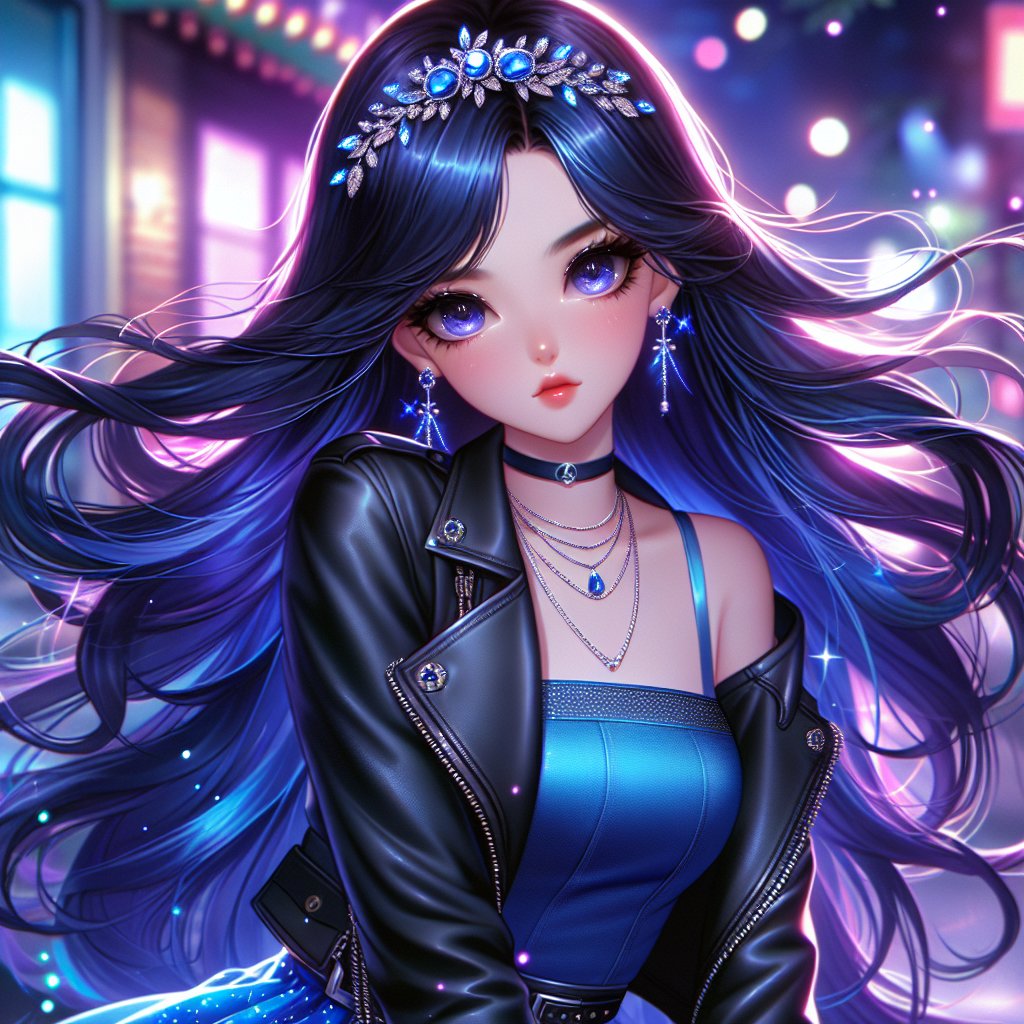 Anime Girl Dark Blue Hair: Anime Fanart