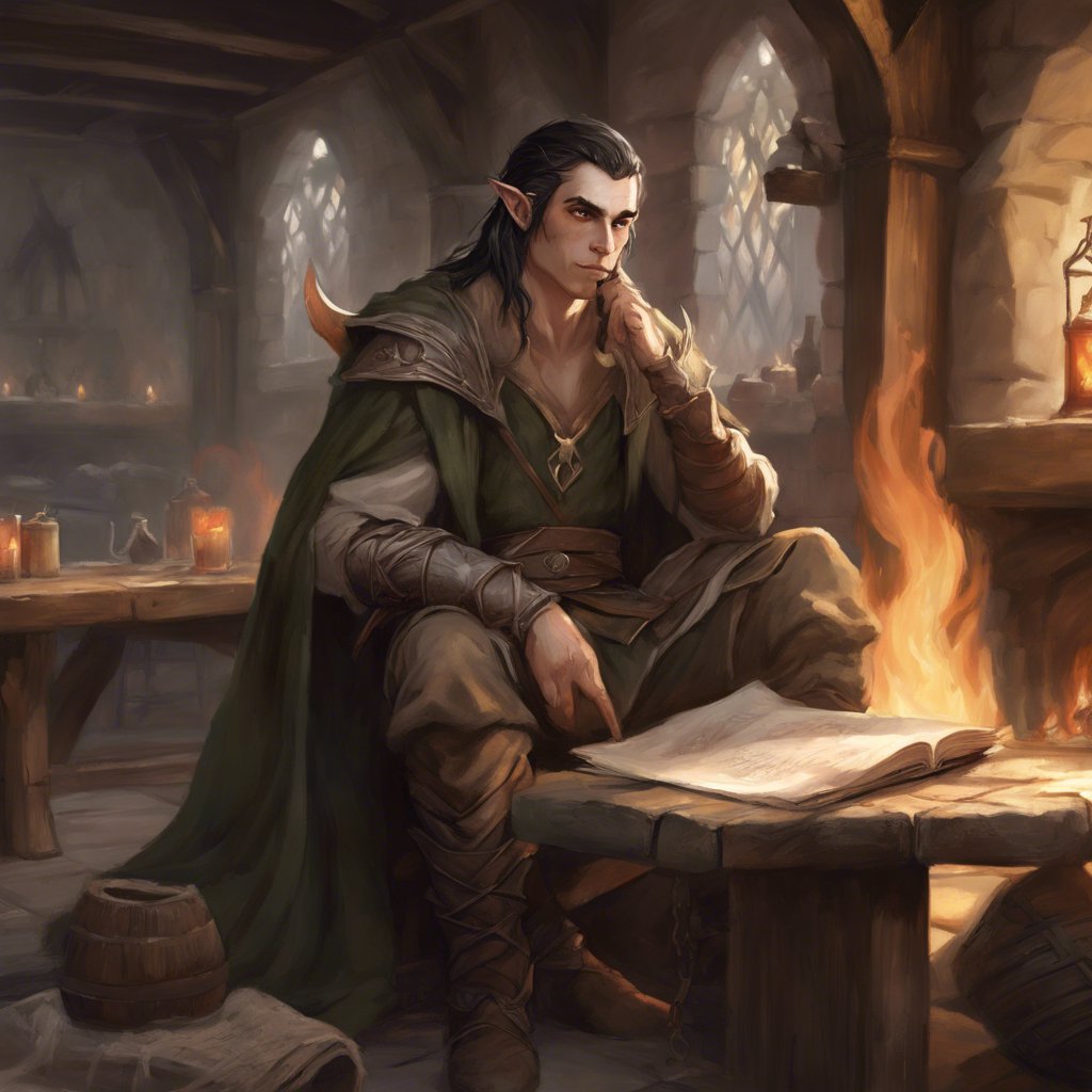 Male high elf sitting in a Fanart