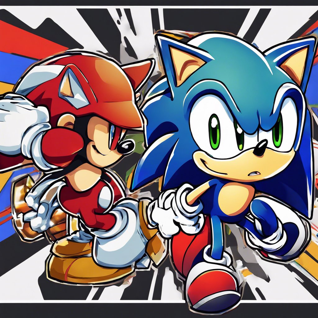 Sonic the hedgehog versus Mario | Fanart