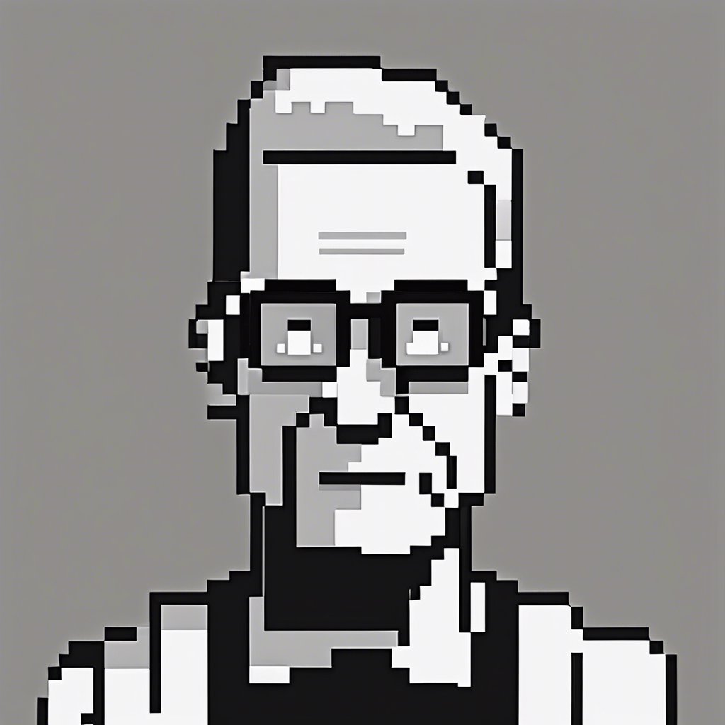 8 bit man wearing glasses black | Fanart