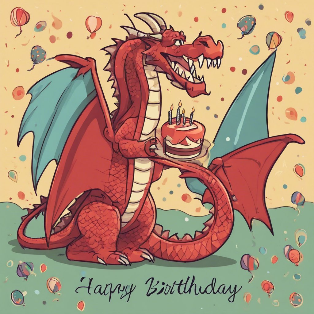 Happy birthday card, dragon theme Fanart