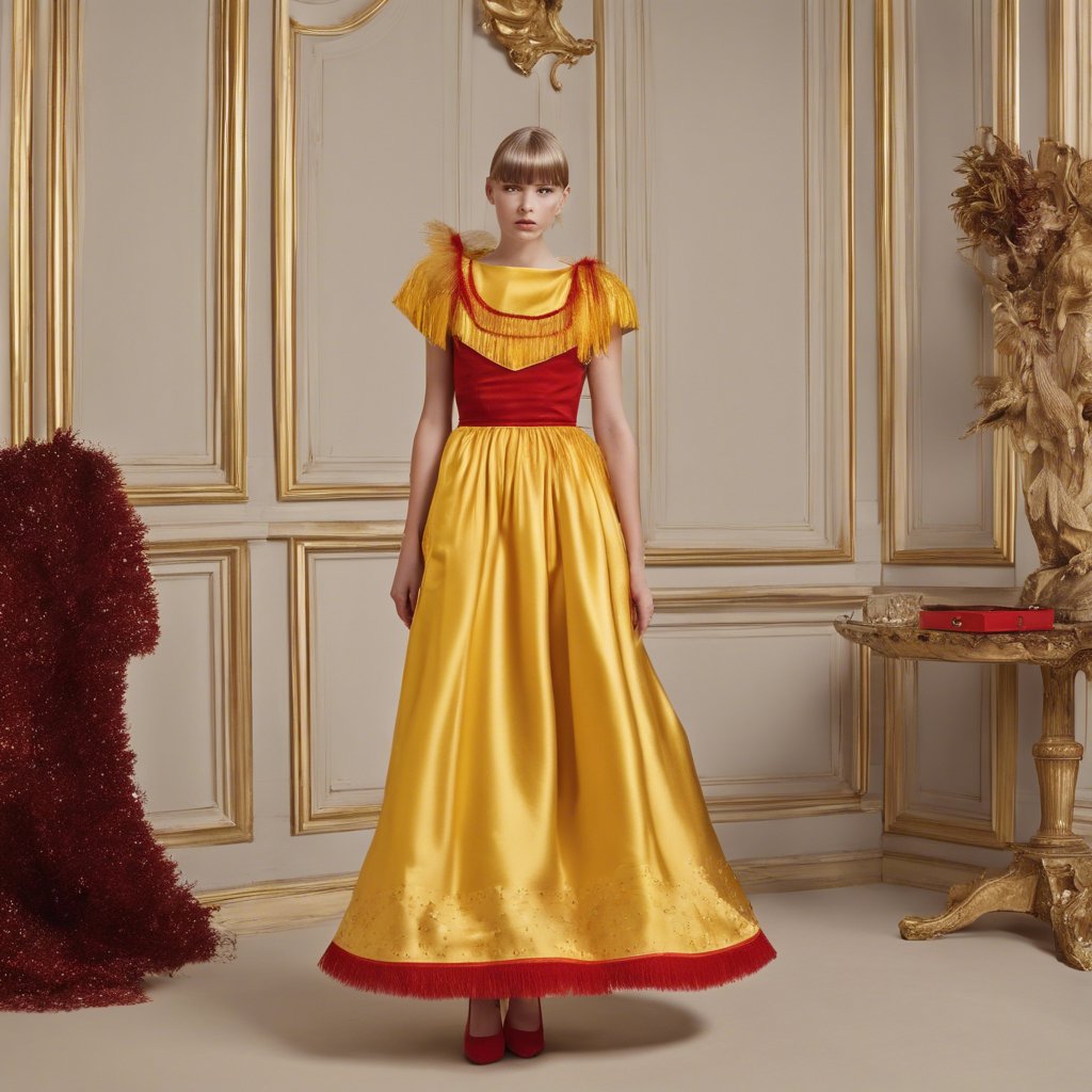 Golden yellow Cinderella dress with a Fanart