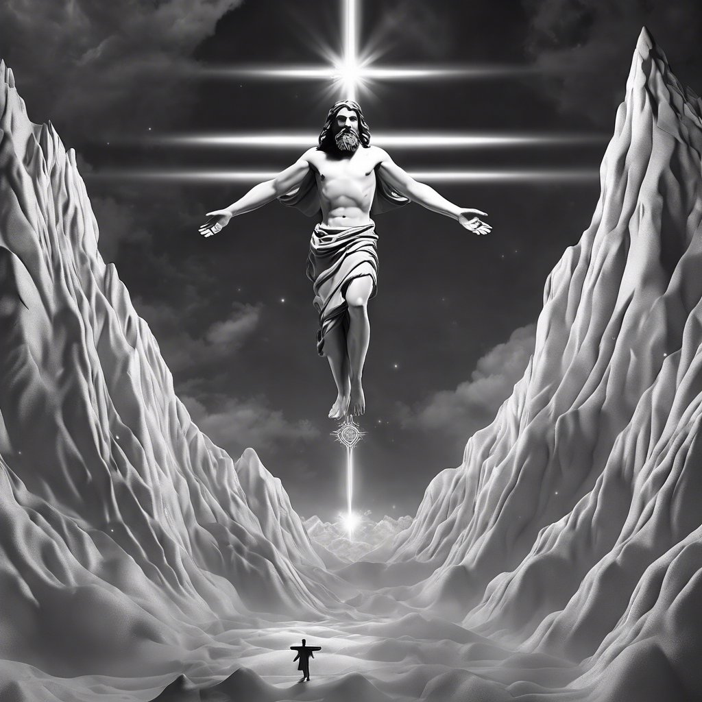 Man and Jesus floating to heaven | Fanart