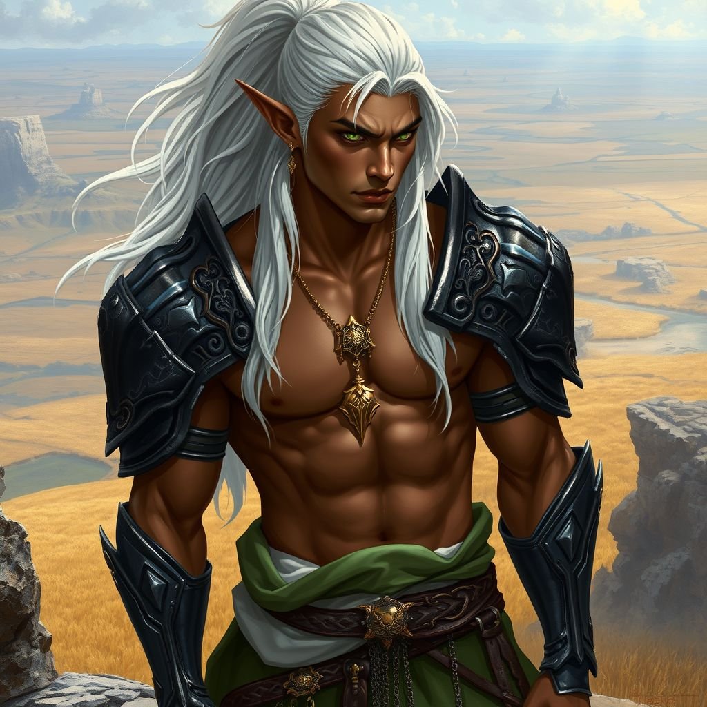 a striking elven man with smooth, | Fanart