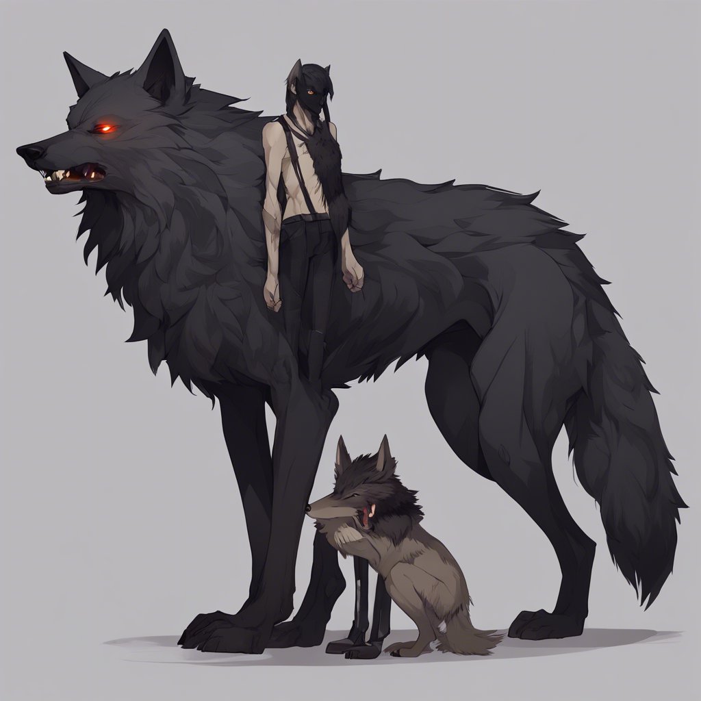 A wolf humanoid with black fur Fanart