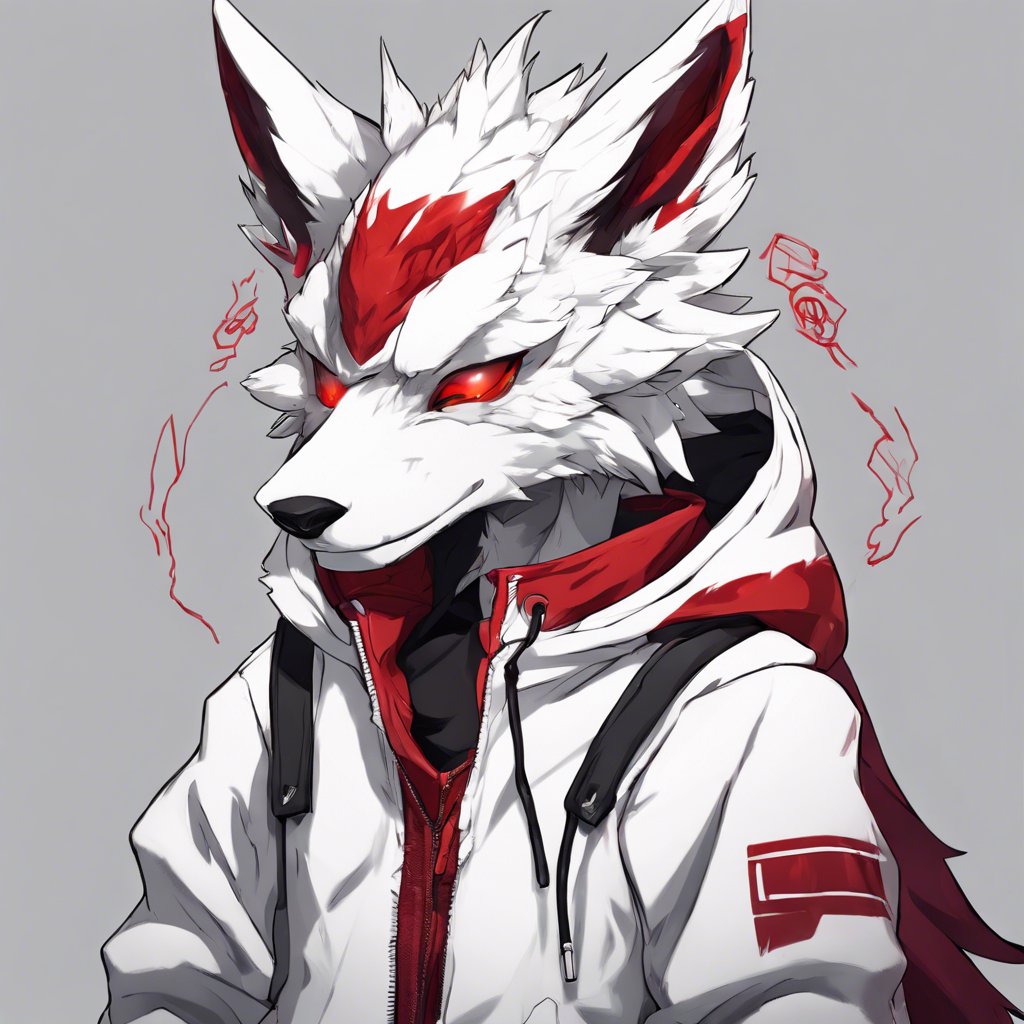 A white dragon hybrid fox with Fanart