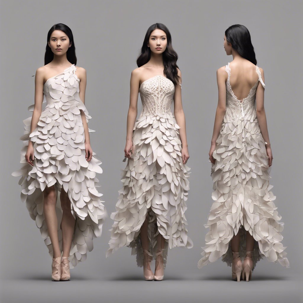 Petal inspired dress designs with flowing Fanart