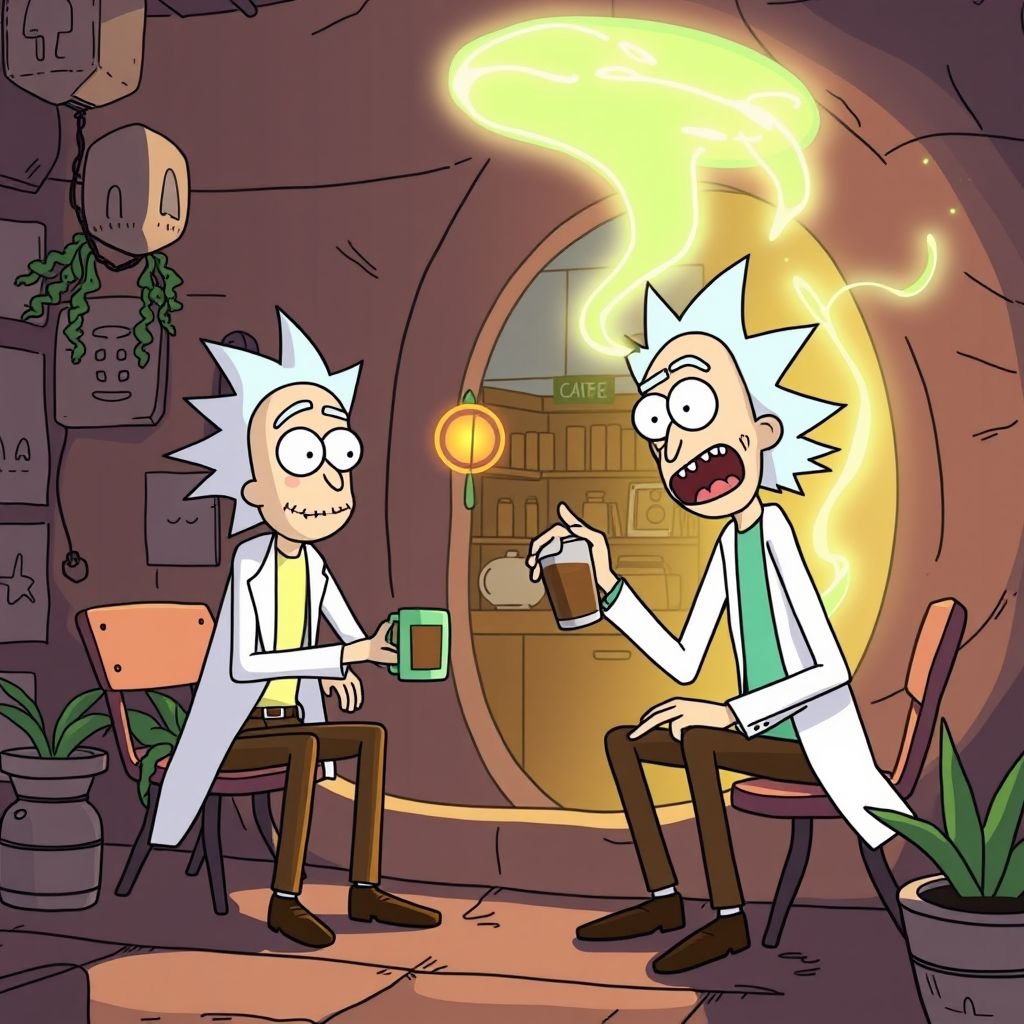 Rick and Morty using a portal Fanart