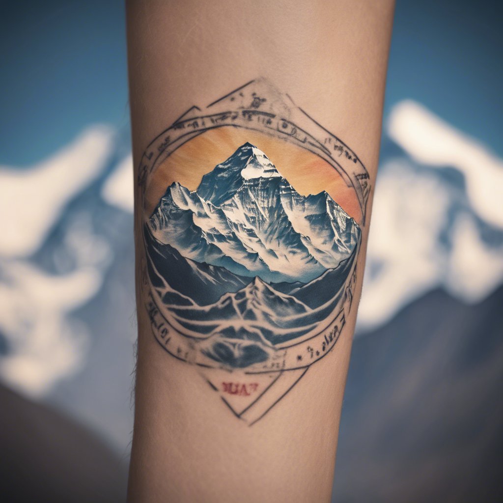 Tattoo of Mount Everest with prayer Fanart
