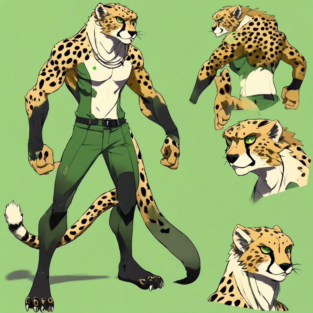 A male cheetah reference sheet, that Fanart