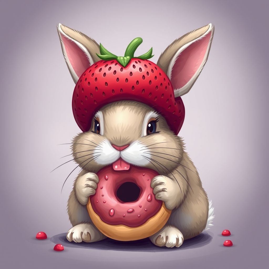 Bunny eating a donut while wearing | Fanart