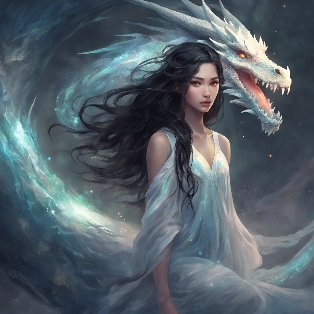 Dragon girl with long black wavy Fanart