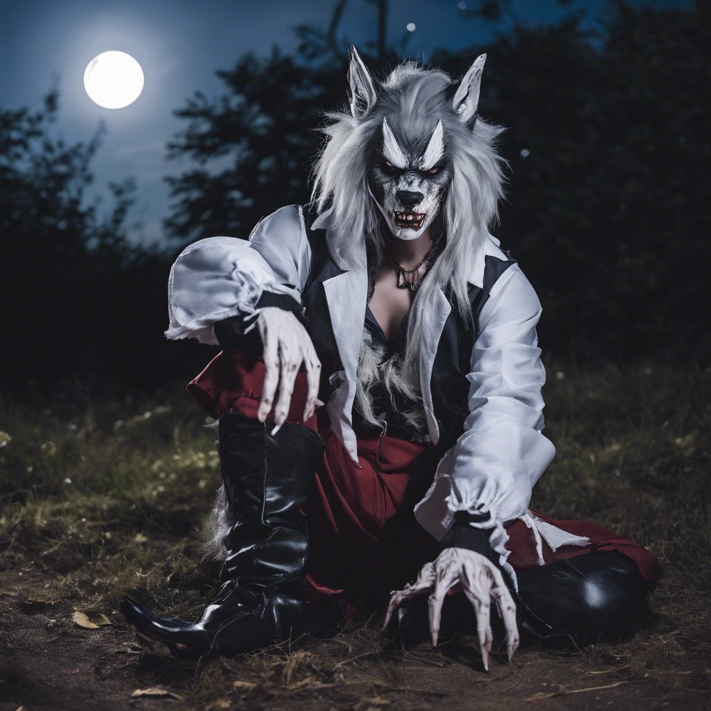 A werewolf transformation under a full Fanart