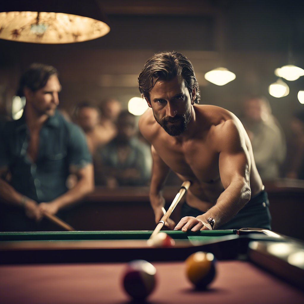 Shirtless guys playing pool | Fanart
