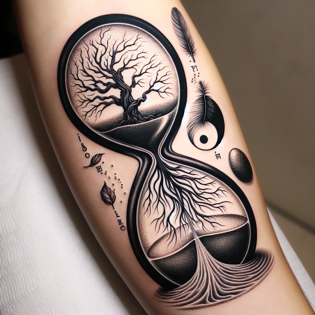 Arm tattoo depicting time flow, sorrow | Fanart
